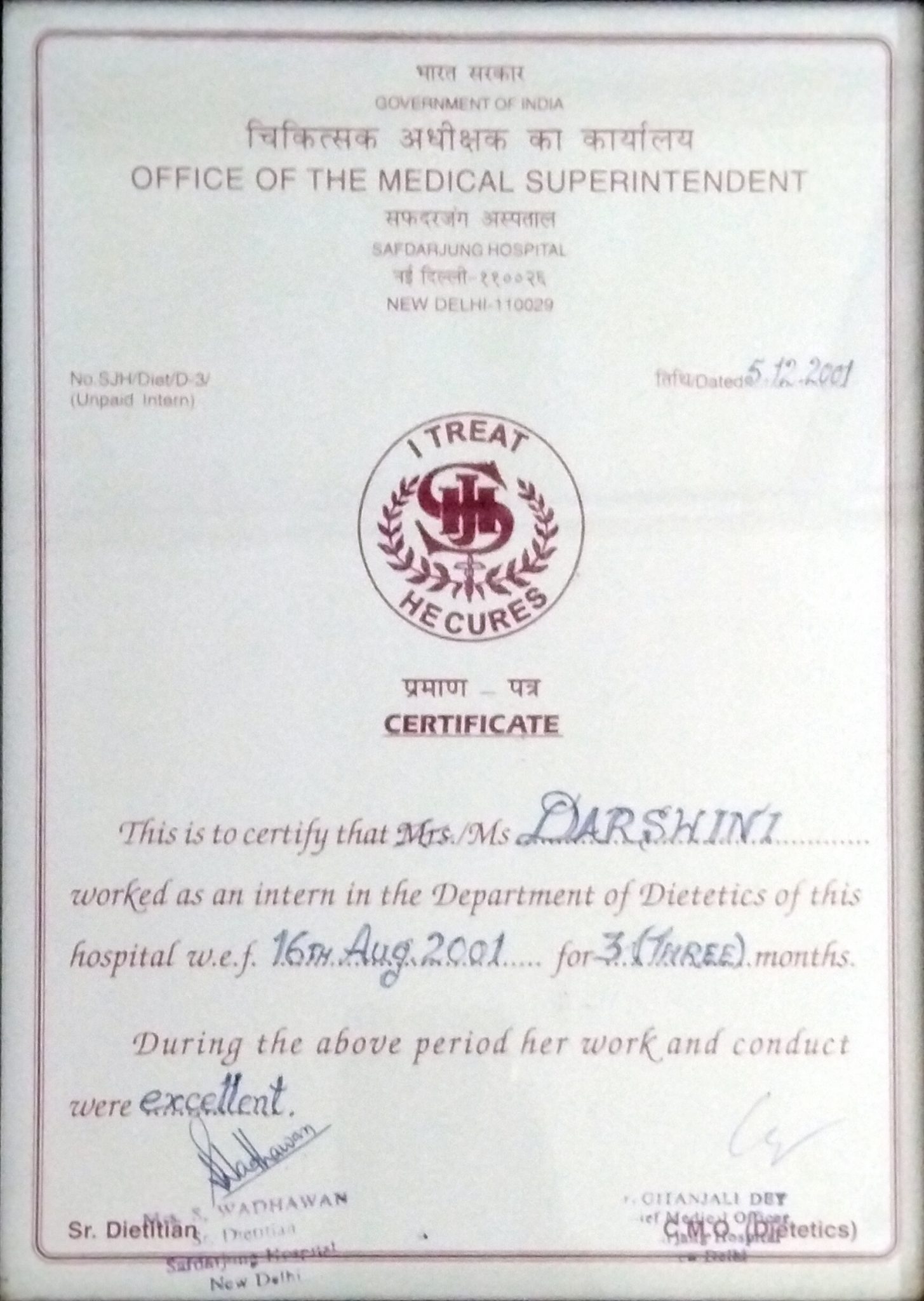 Certificate - Best Dietician For Weight Loss | Nutritionist In Delhi ...